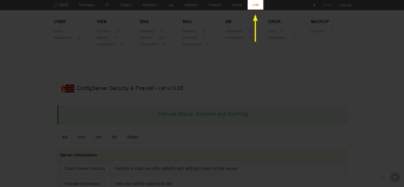 Install › Install CSF - ConfigServer Security & Firewall