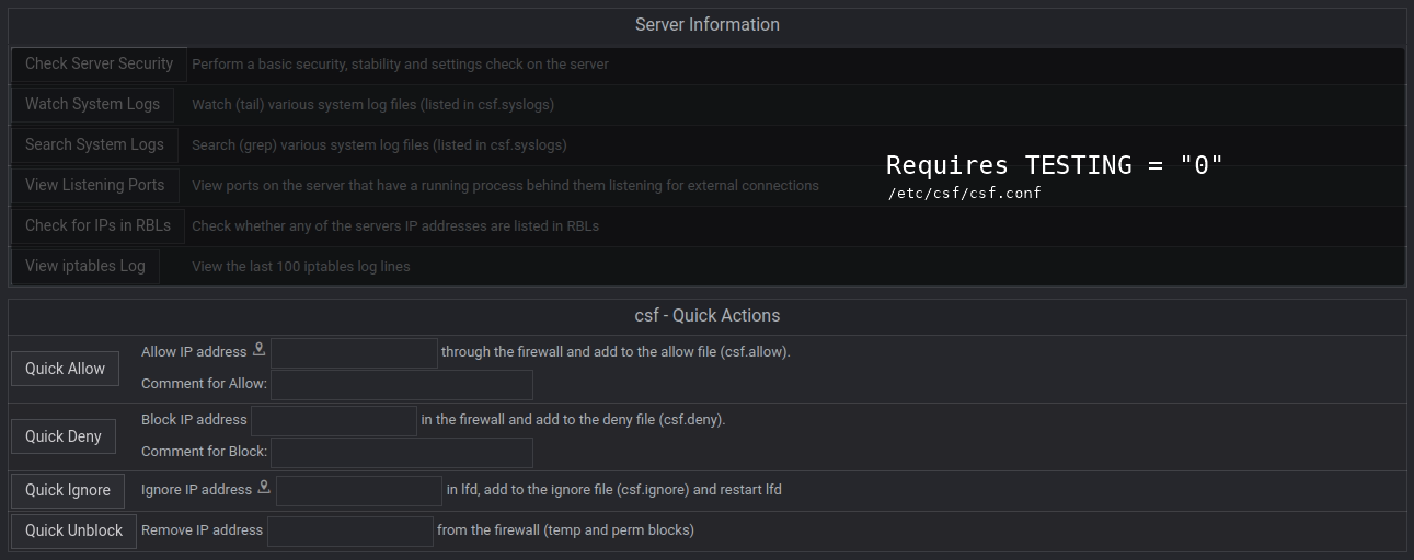 Install › Install CSF - ConfigServer Security & Firewall